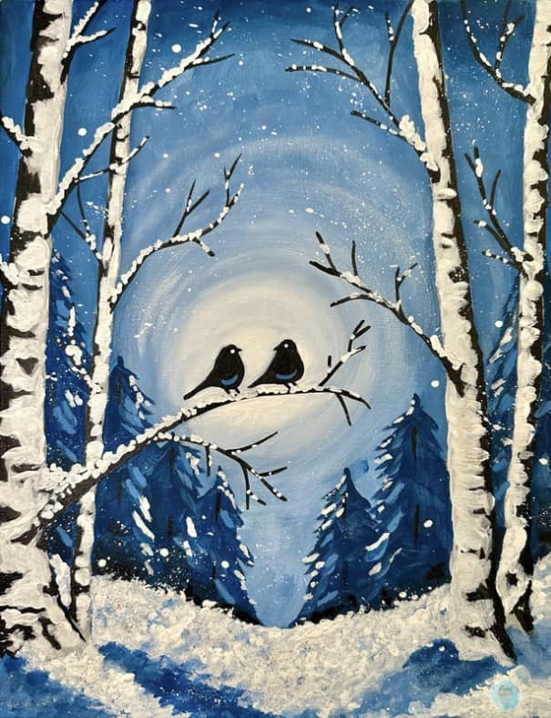 Easy Winter Paintings Creative Kids: "Winter River" | Easely Art